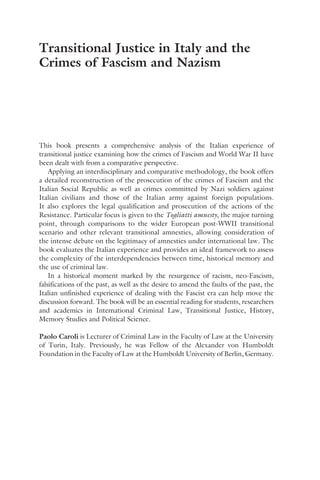 Transitional Justice In Italy And The Crimes Of Fascism And Nazism ...