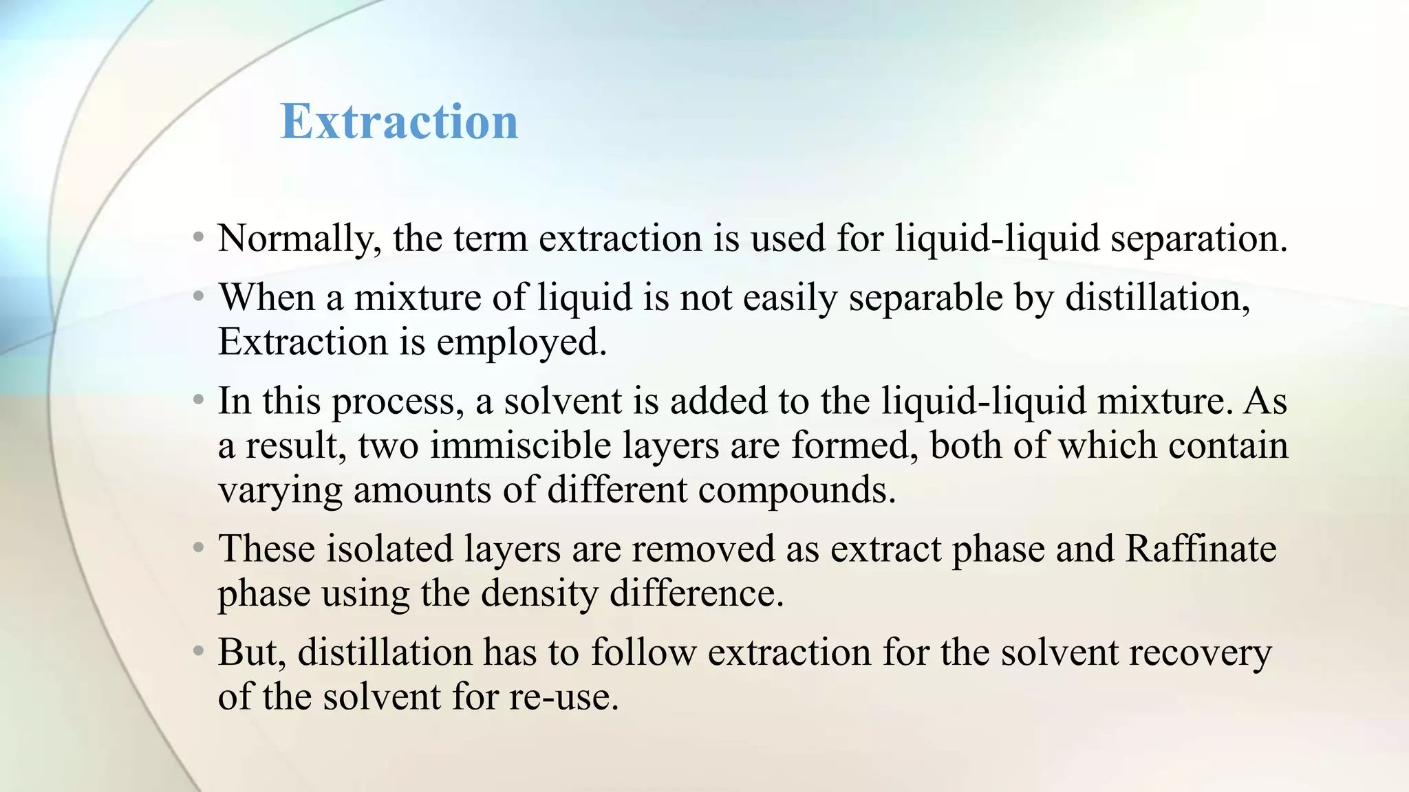 extraction for process calculation | PPT extraction for process calculation | PPT