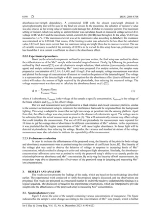 Low-cost colorimetric setup for concentration measurement of manganese ...