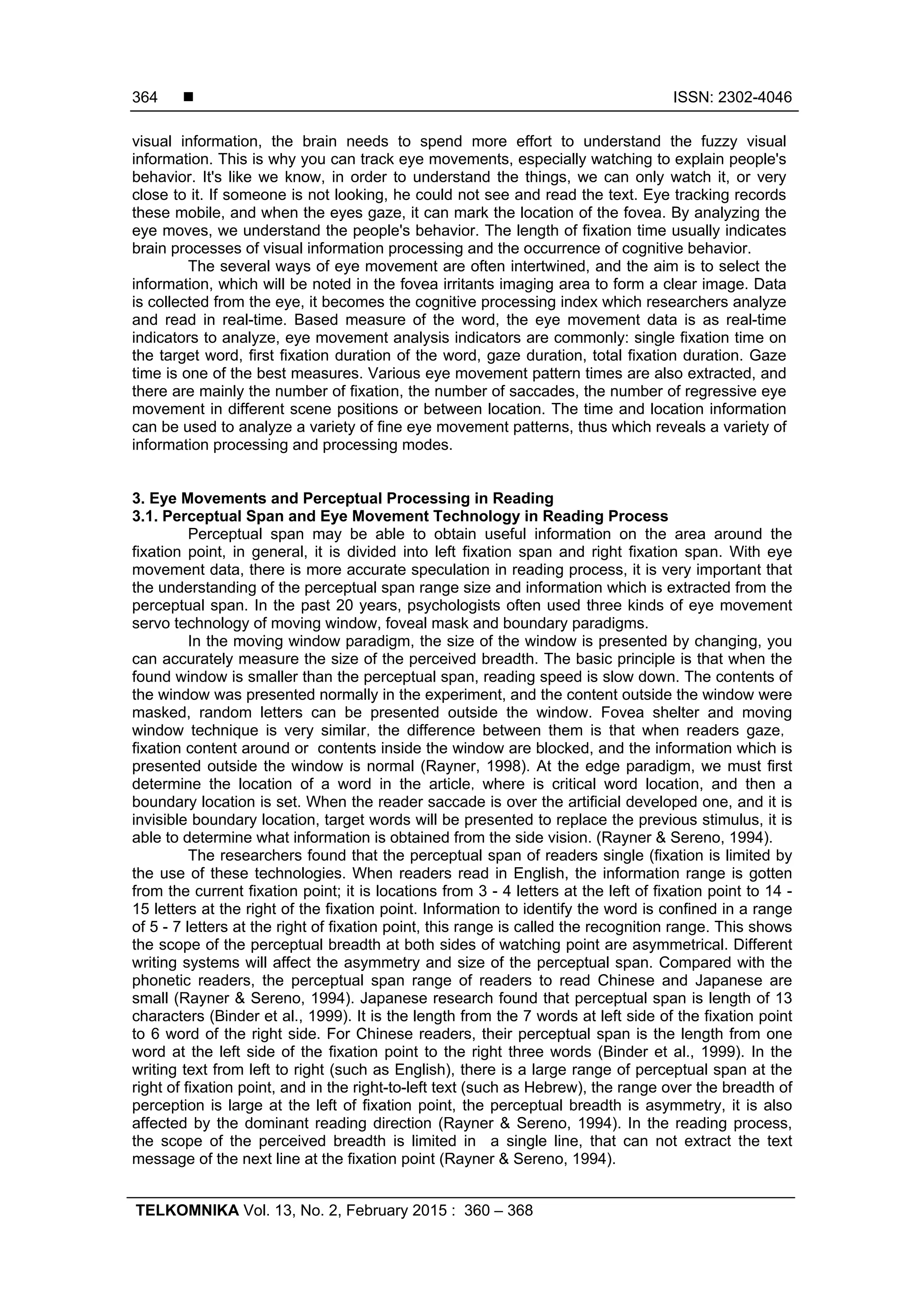 ESL Reading Research Based on Eye Tracking Techniques | PDF