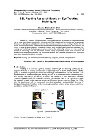 ESL Reading Research Based on Eye Tracking Techniques | PDF