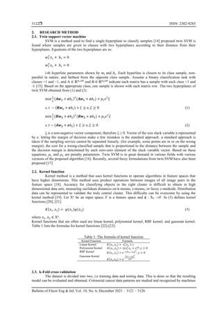 Twin support vector machine using kernel function for colorectal cancer ...