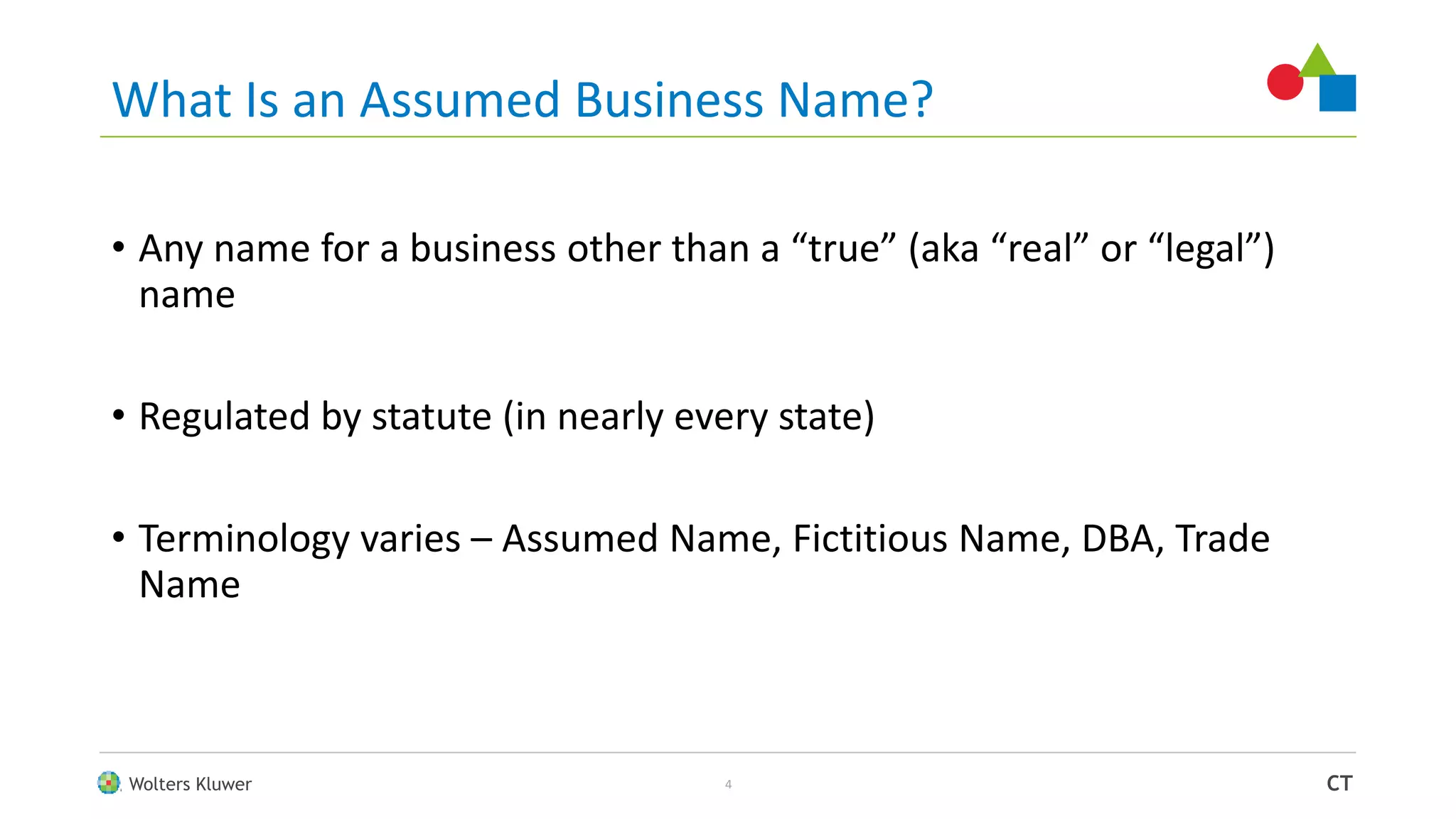Assumed Business Names - What Every Business Lawyer Should Know | PPTX