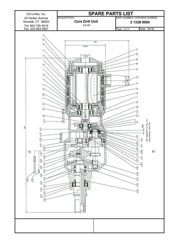 CS Unitec Pneumatic Core Drill Schematics: 2 1328 0050 SV