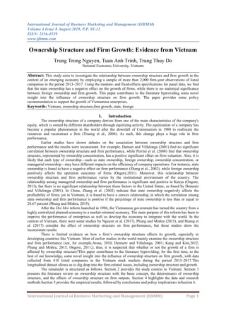 Ownership Structure and Firm Growth: Evidence from Vietnam | PDF