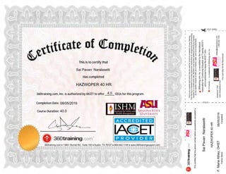 OSHA 40hr certificate | PPT