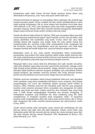 PELATIHAN ASERTIVITAS NORMATIF TERHADAP PERILAKU SEKSUAL PRANIKAH PADA WANITA | PDF