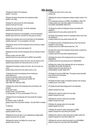 21390228-SQL-Queries.doc | Databases | Computer Software and Applications