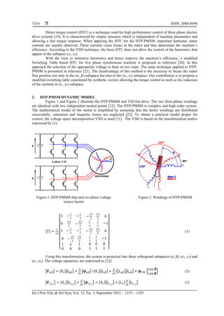 Efficiency improvement of dual three-phase permanent magnet synchronous motor using modified ...