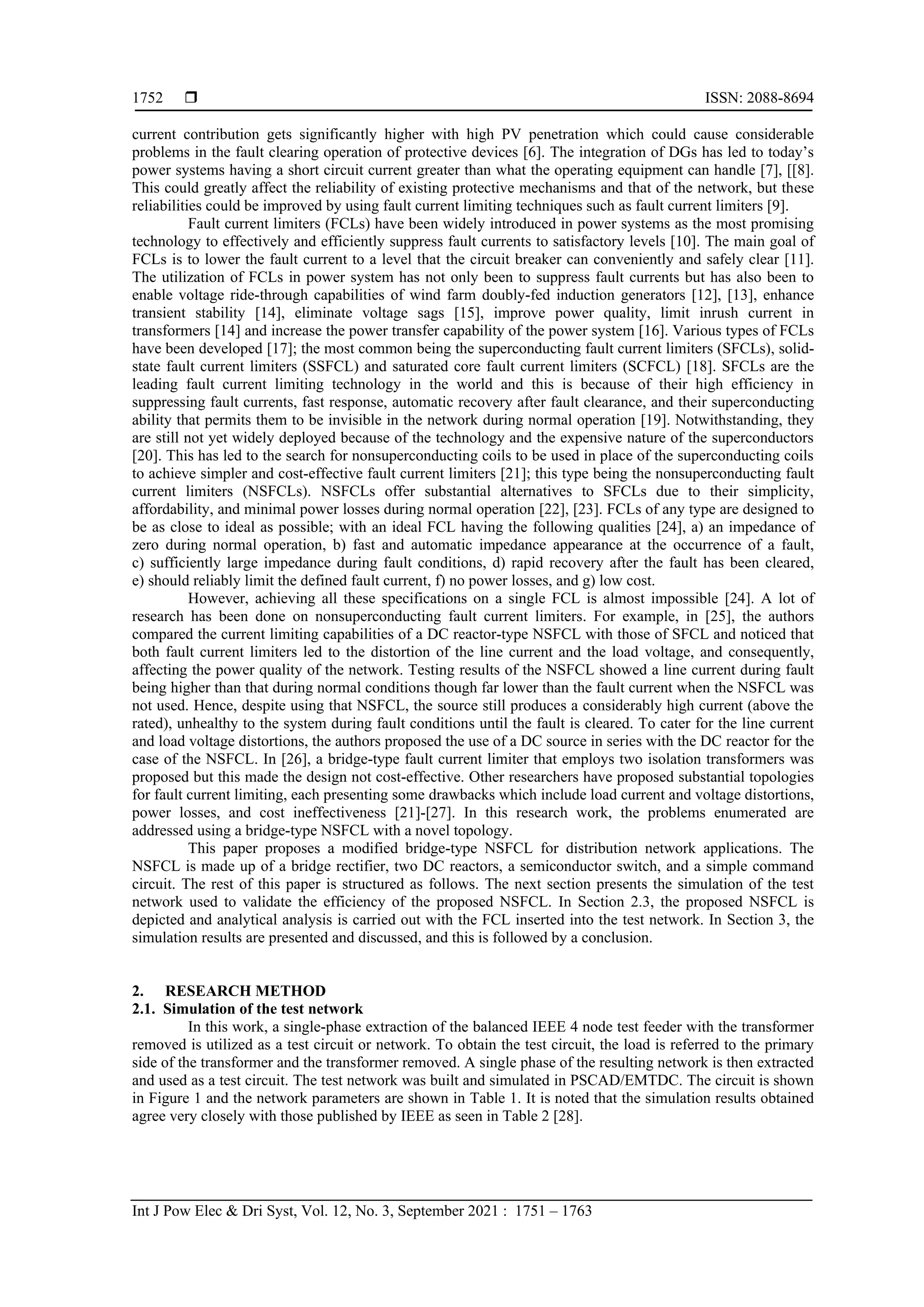A Modified Bridge Type Nonsuperconducting Fault Current Limiter For Distribution Network