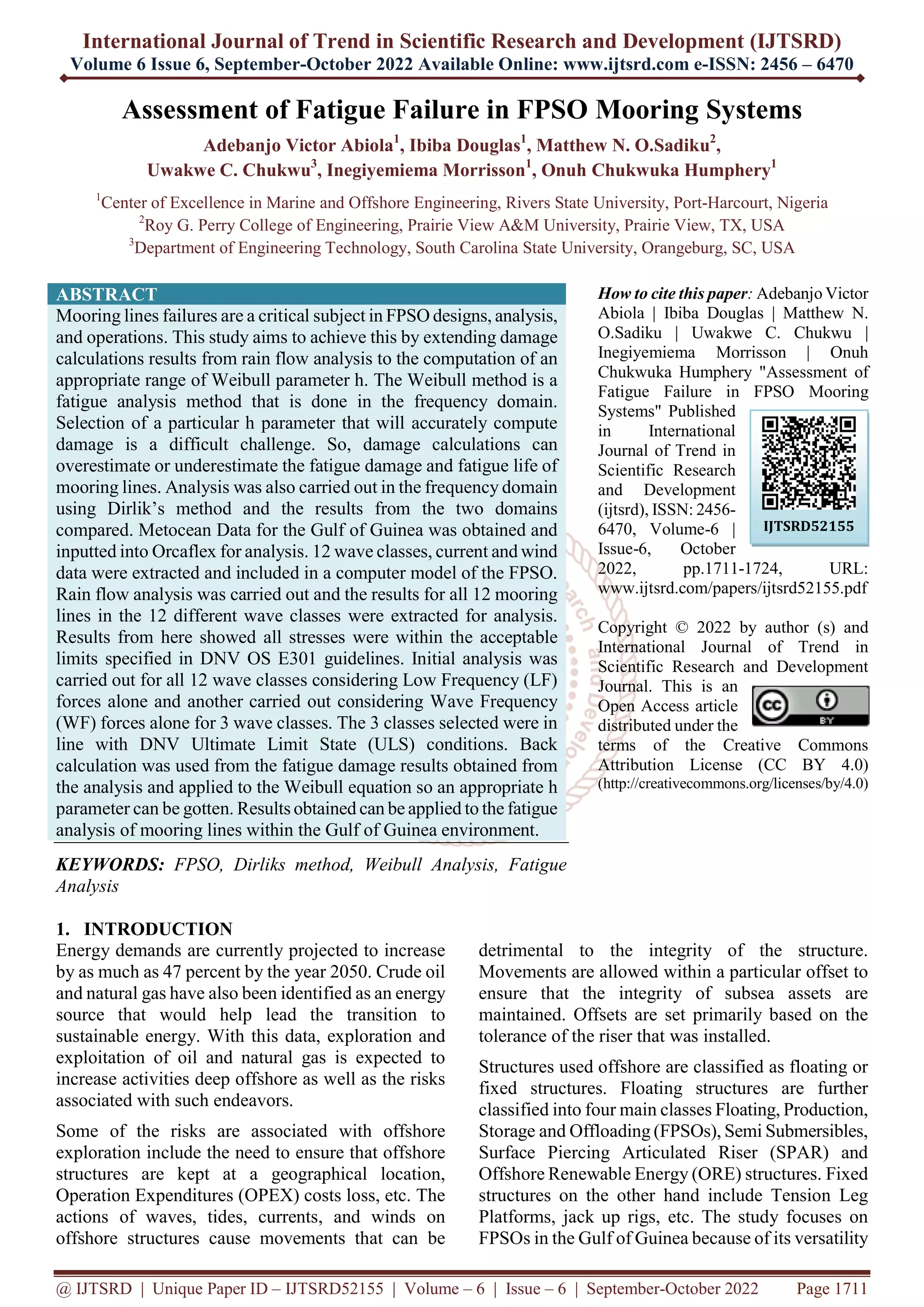 Assessment of Fatigue Failure in FPSO Mooring Systems | PDF