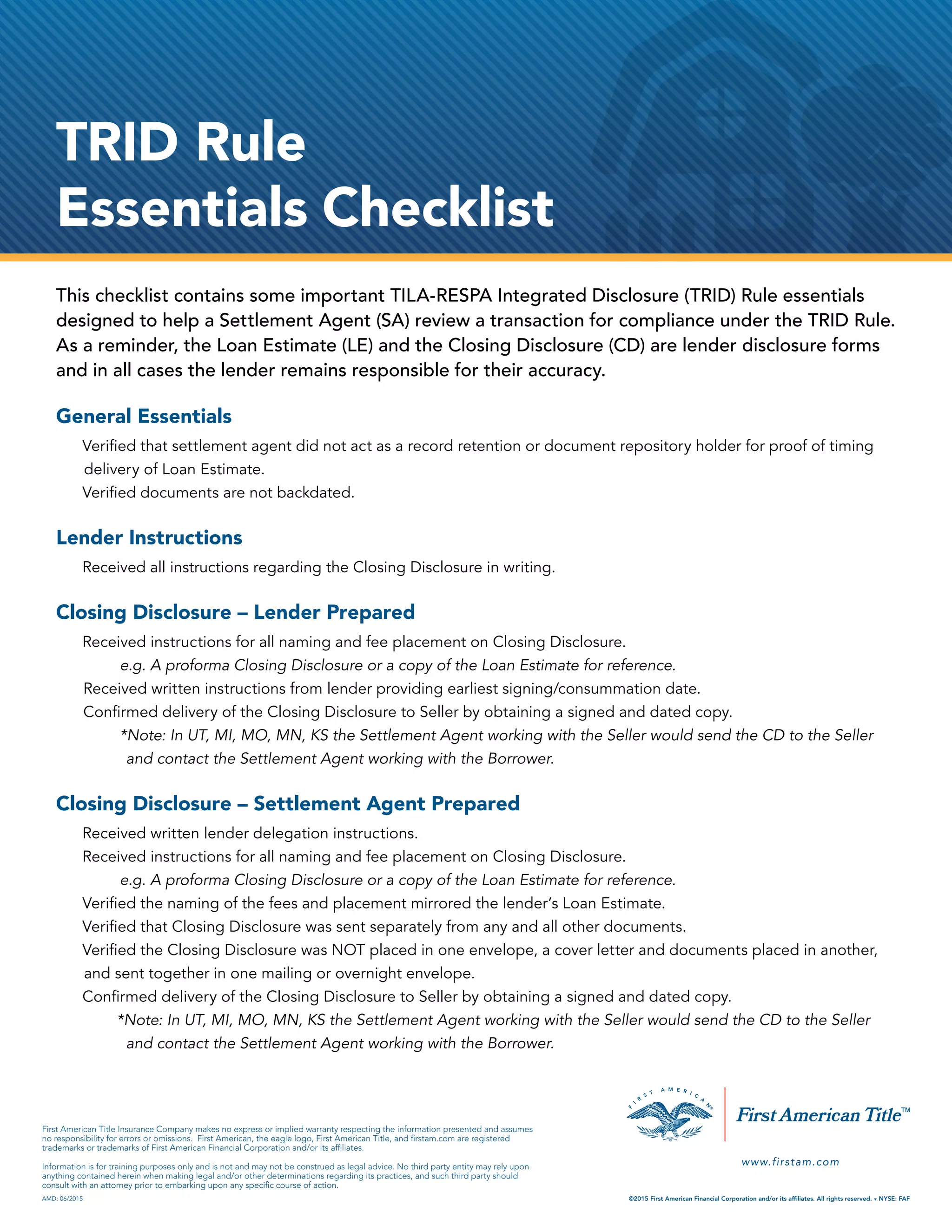 TRIDRuleEssentialsChecklist | PDF