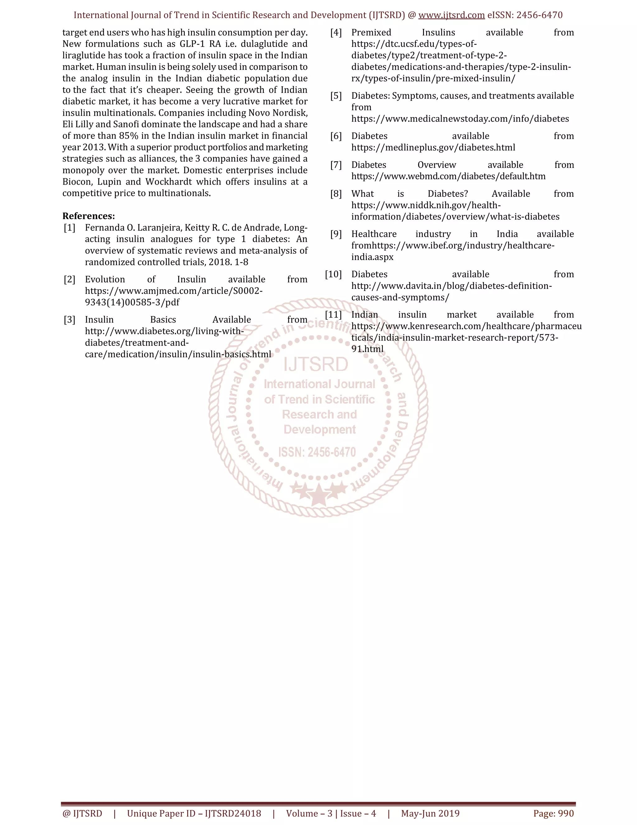 Competitive Landscape of Insulin Market in India | PDF