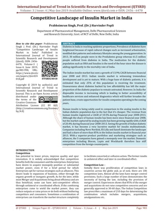 Competitive Landscape of Insulin Market in India | PDF