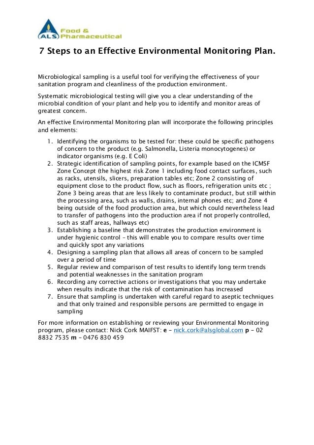 7 Steps to an Effective Environmental Monitoring Plan