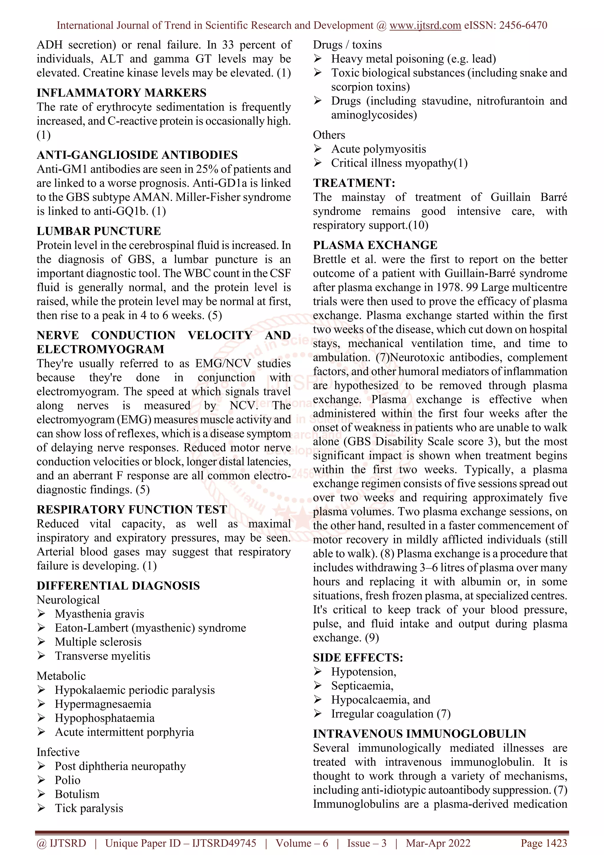 Guillain Barre Syndrome A Review | PDF
