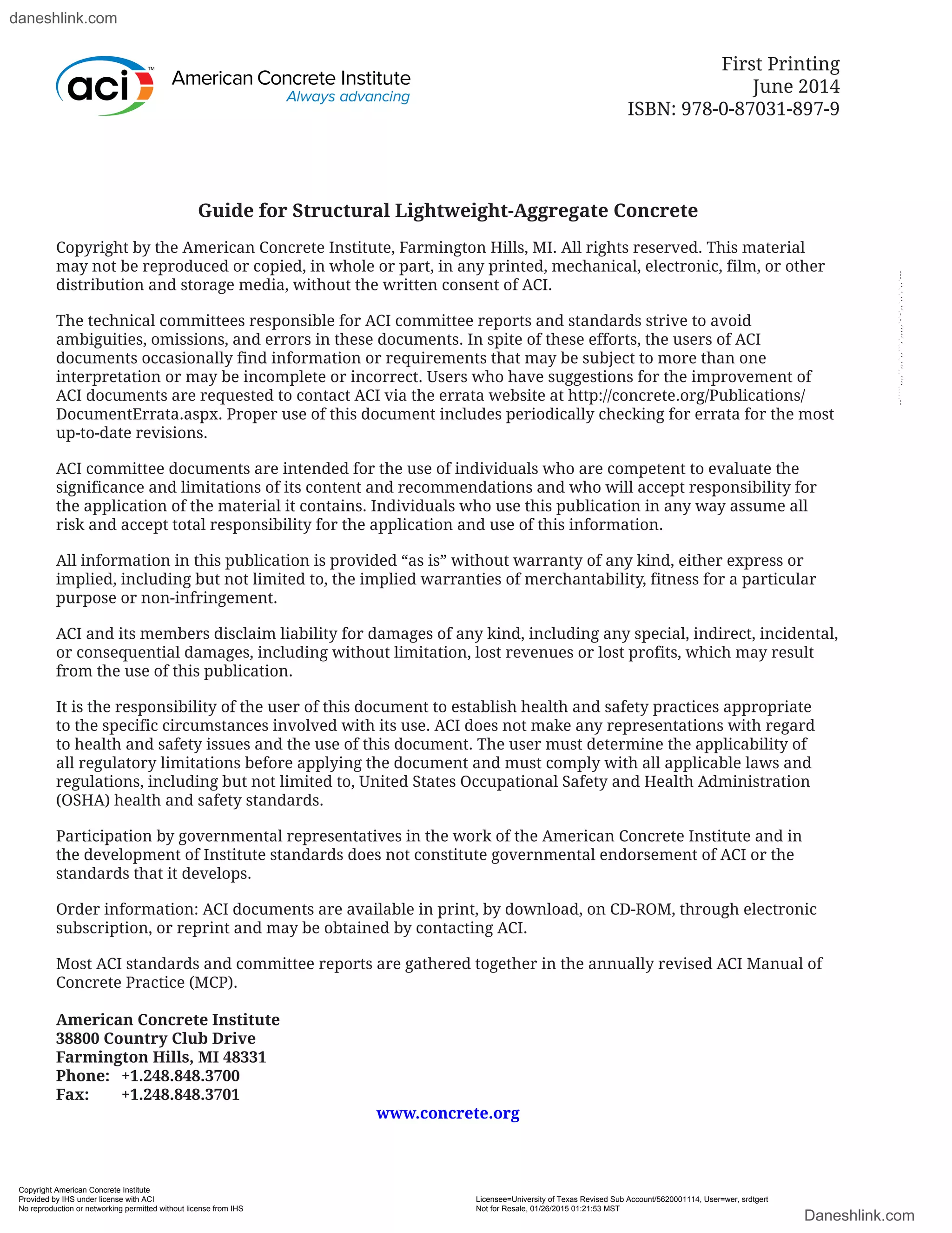 213r 14-guide-for-structural-lightweight-aggregate-concrete | PDF