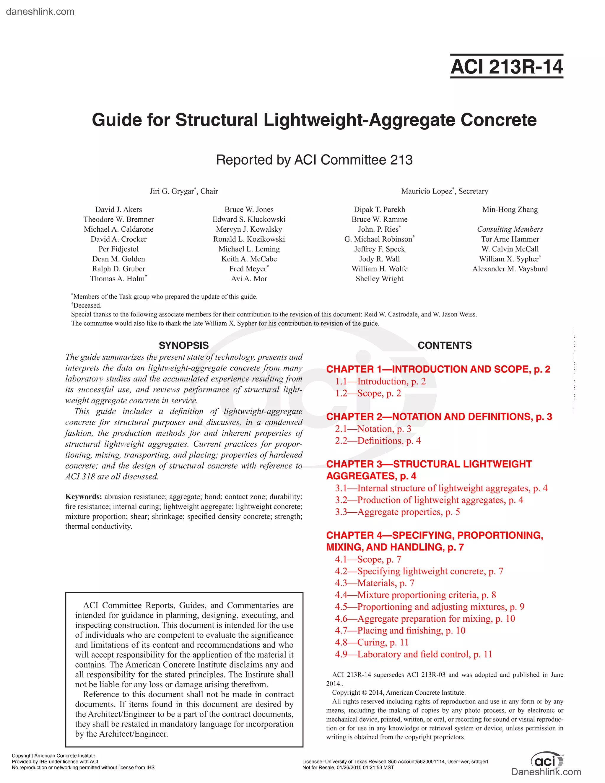 213r 14-guide-for-structural-lightweight-aggregate-concrete | PDF
