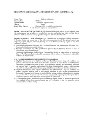 Dpharmacy syllabus second year only bteup | PDF