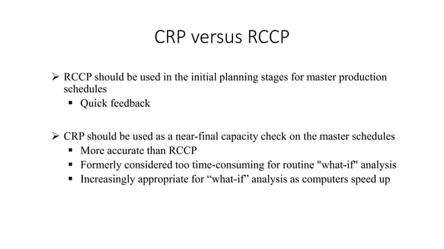 Capacity Requirement Planning, Rough Cut Capacity Planning | PPTX
