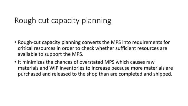 Capacity Requirement Planning, Rough Cut Capacity Planning | PPTX