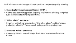 Capacity Requirement Planning, Rough Cut Capacity Planning | PPTX