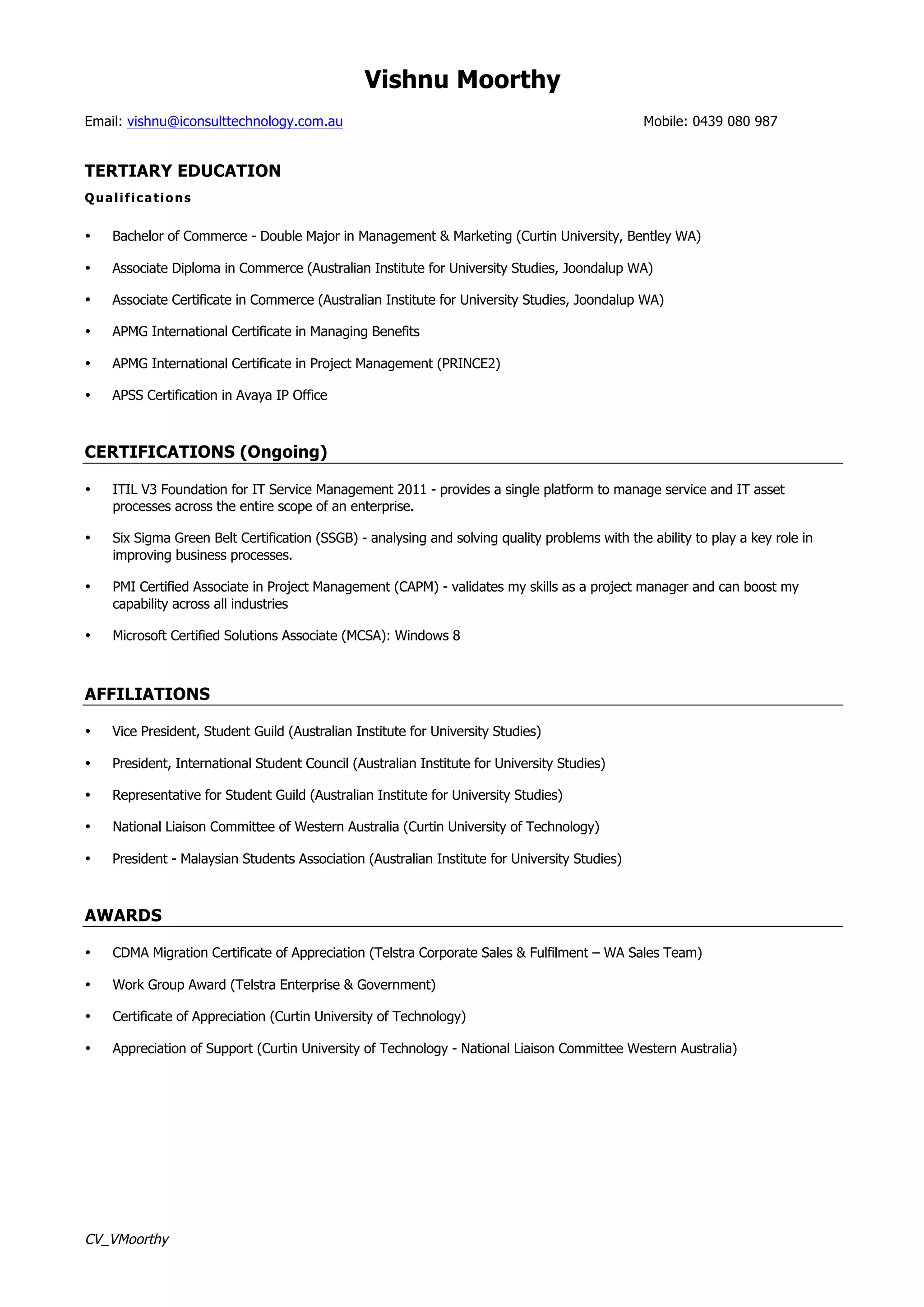 CV_VMoorthy 2015 | PDF