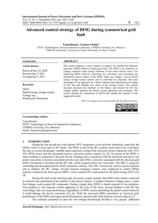 Advanced control strategy of DFIG during symmetrical grid fault | PDF