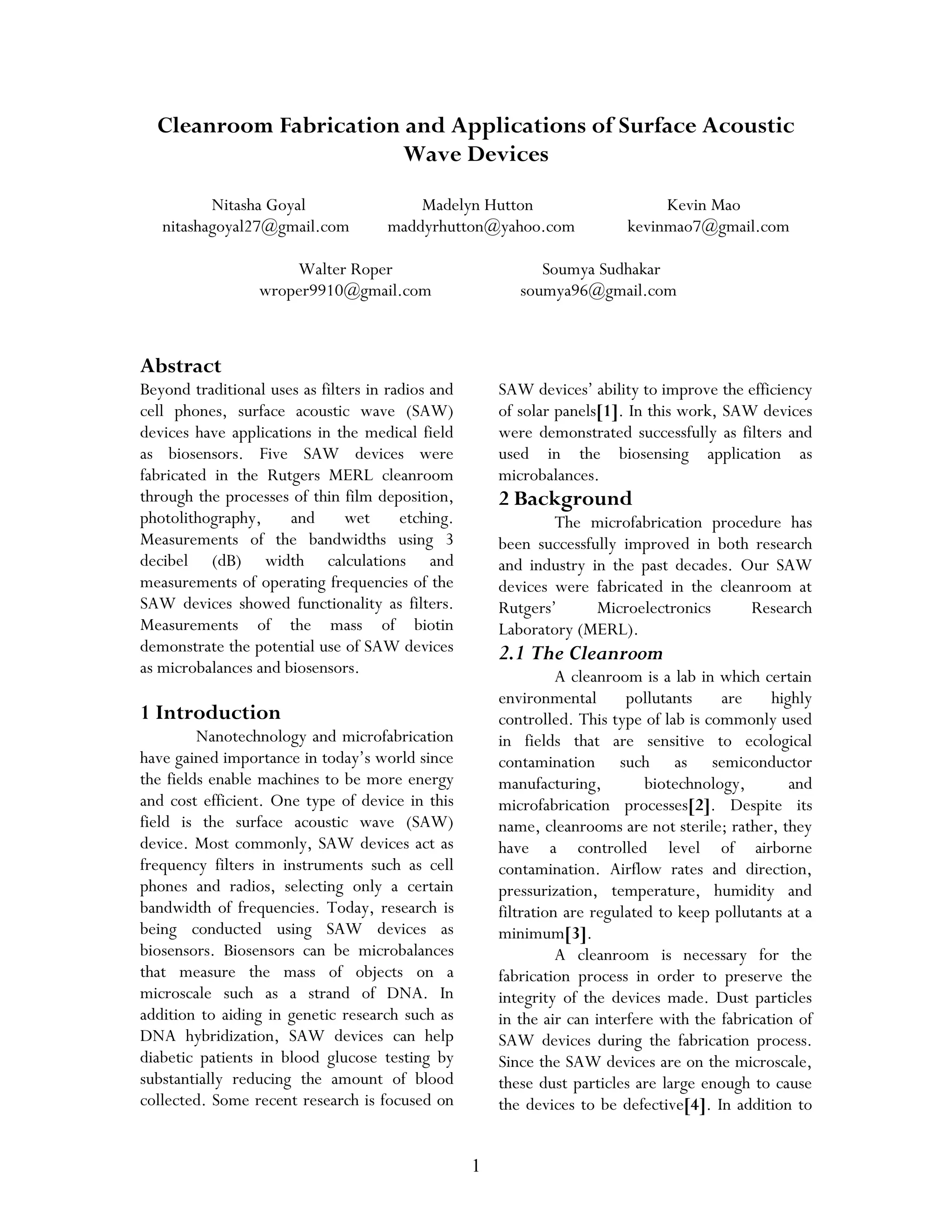 Surface Acoustic Wave Devices | PDF