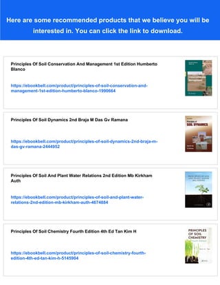 Principles Of Soil Conservation And Management Humberto Blancocanqui | PDF