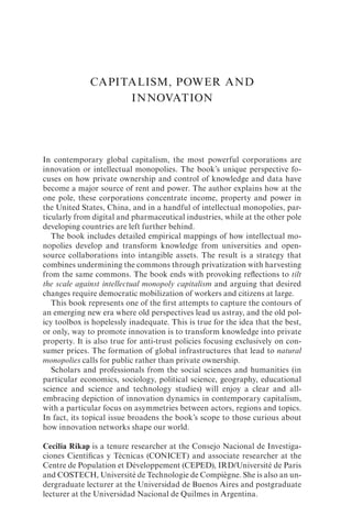 Capitalism Power And Innovation Intellectual Monopoly Capitalism ...