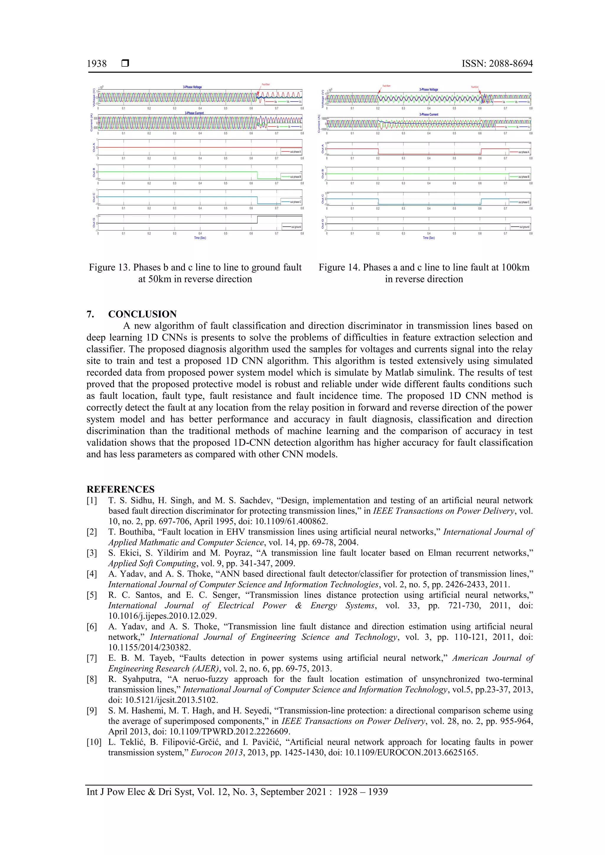 Classification and direction discrimination of faults in transmission lines using 1D ...