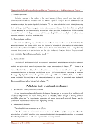 Status of Geological Disasters in Jiaozuo City and Countermeasures for ...