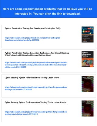 Python Penetration Testing For Developers Learning Path Christopher ...