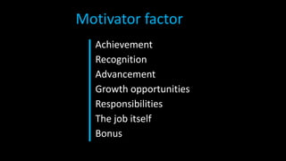 Two Factor Theory of Motivation by Frederick Herzberg | PPTX