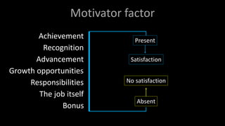 Two Factor Theory of Motivation by Frederick Herzberg | PPTX