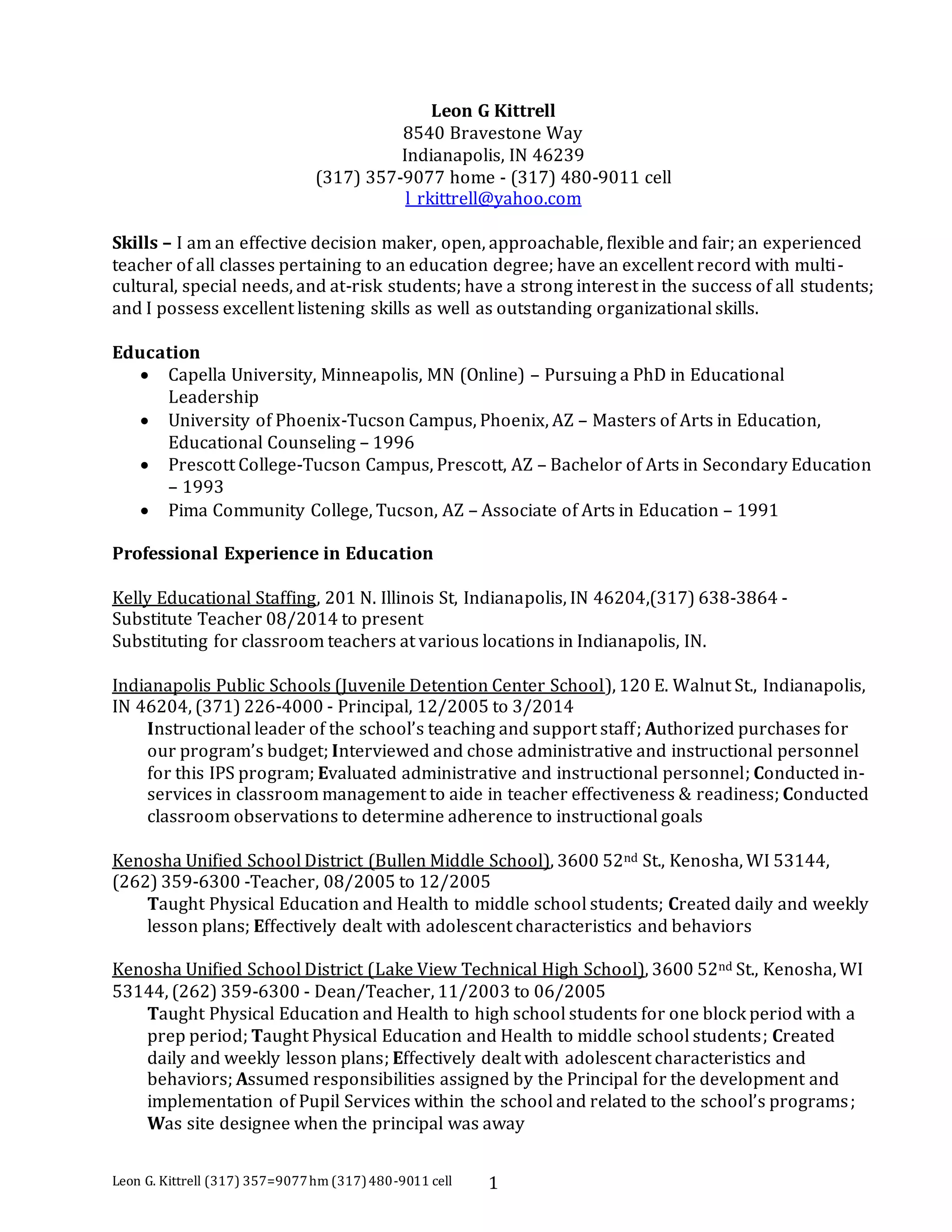 Leon G Kittrell Updated Resume 11-14 | DOCX