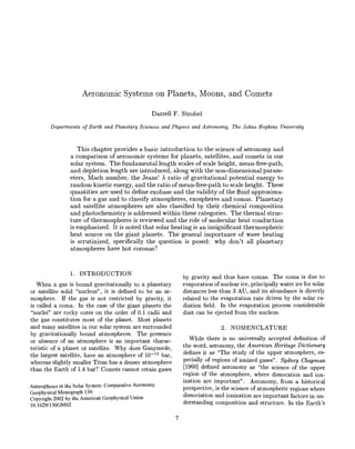 Atmospheres In The Solar System Comparative Aeronomy Michael Mendillo | PDF
