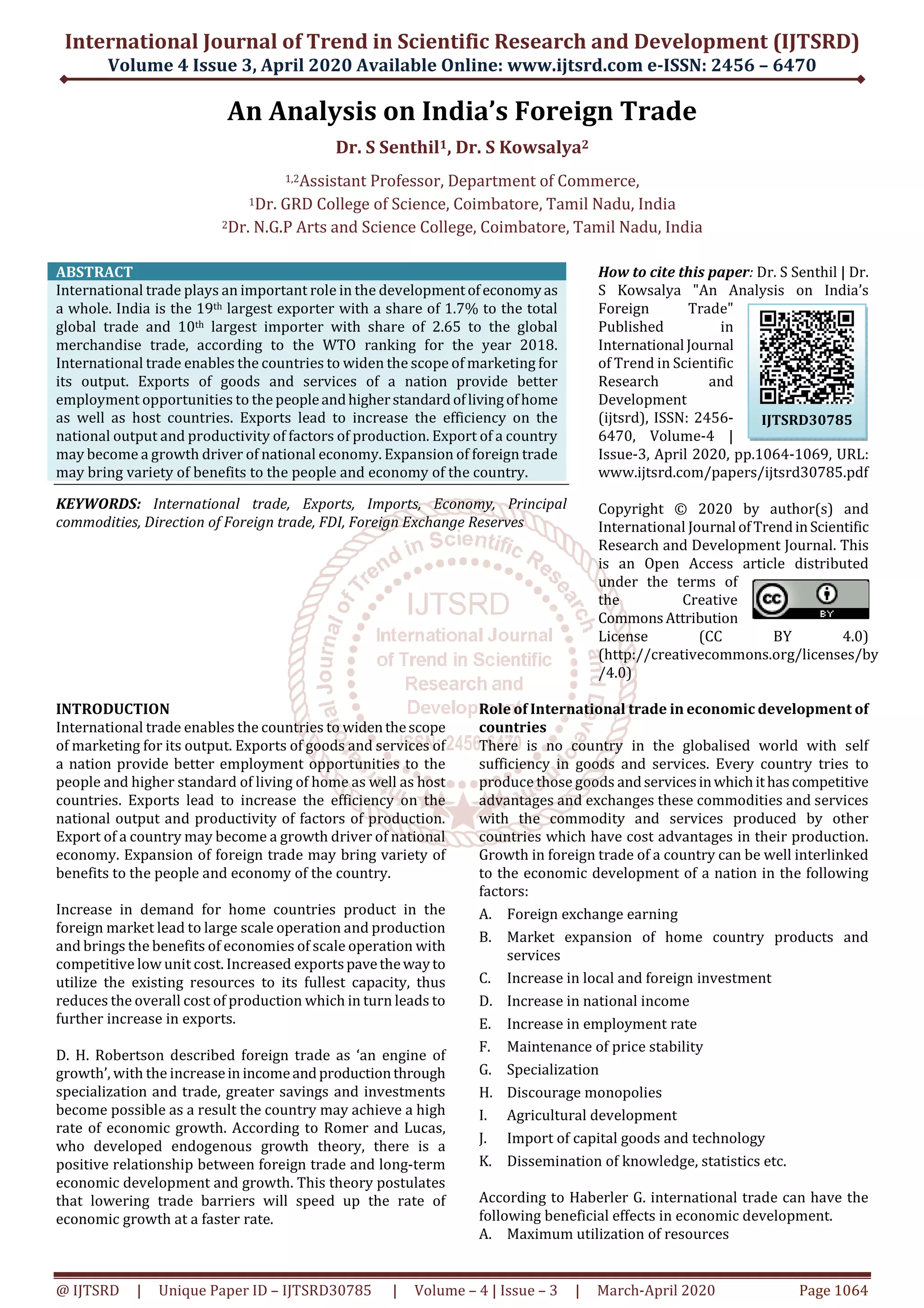 An Analysis on India’s Foreign Trade | PDF