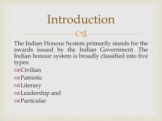 Indian Honour System | PPTX