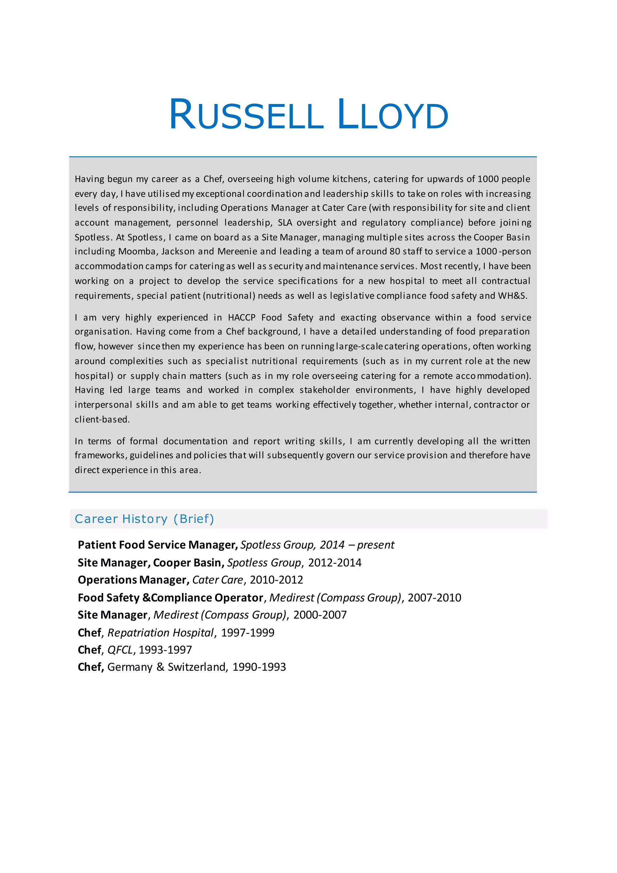 Russell Lloyd Resume 2016 | PDF