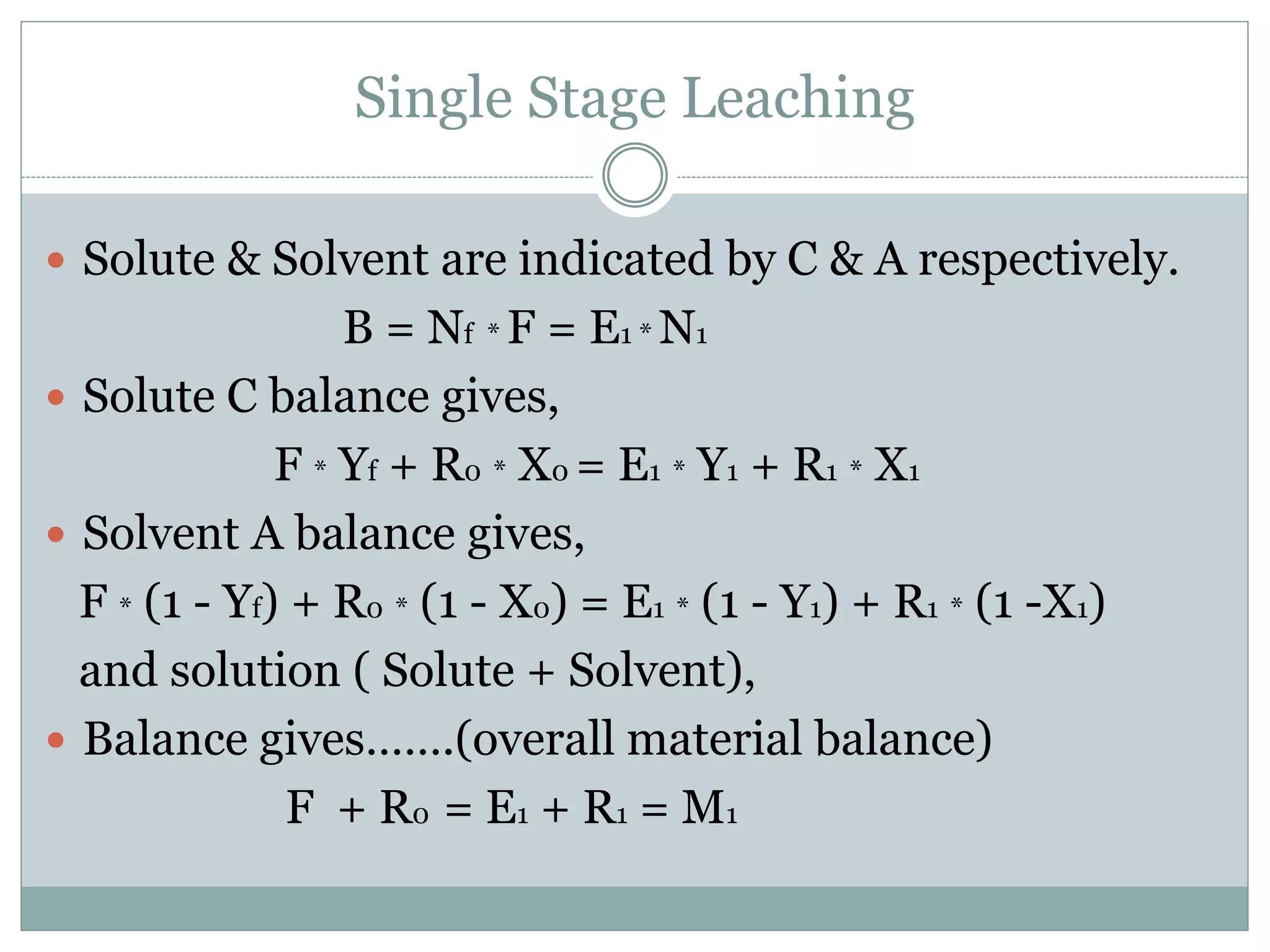LEACHING CONCEPT, TECHNIQUE AND SINGLE AND MULTISTAGE LEACHING | PPTX