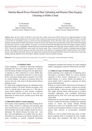 Identity-Based Proxy-Oriented Data Uploading and Remote Data Integrity Checking in Public Cloud ...