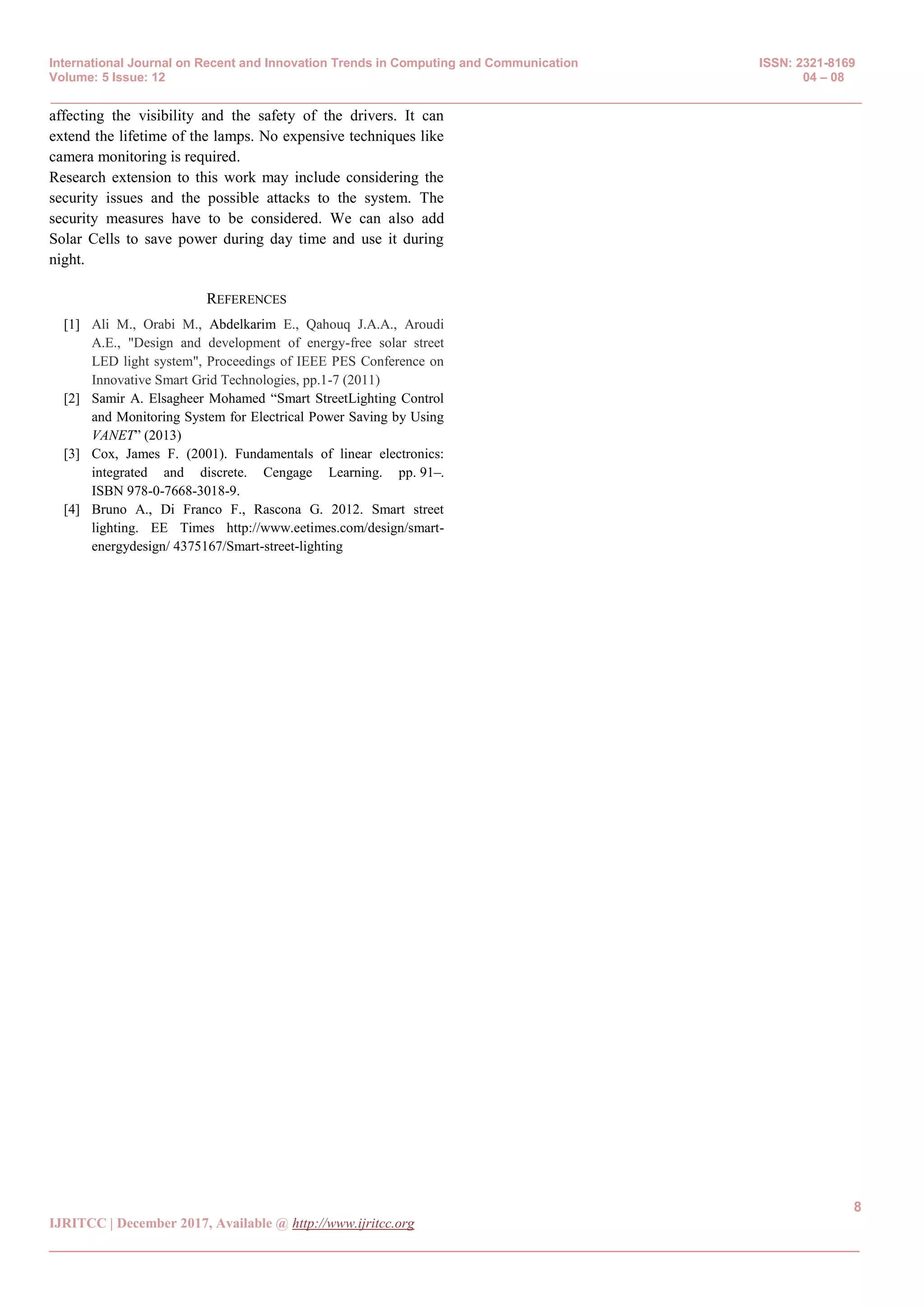 Smart Street Light System using Embedded System | PDF