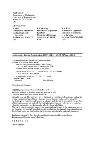 Analysis For Applied Mathematics Ward Cheney | PDF