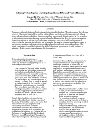 Defining Technology for Learning: Cognitive and Physical | PDF