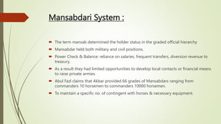 Evolution of Mughal Administrative System : Mansabdri and Jagirdari ...