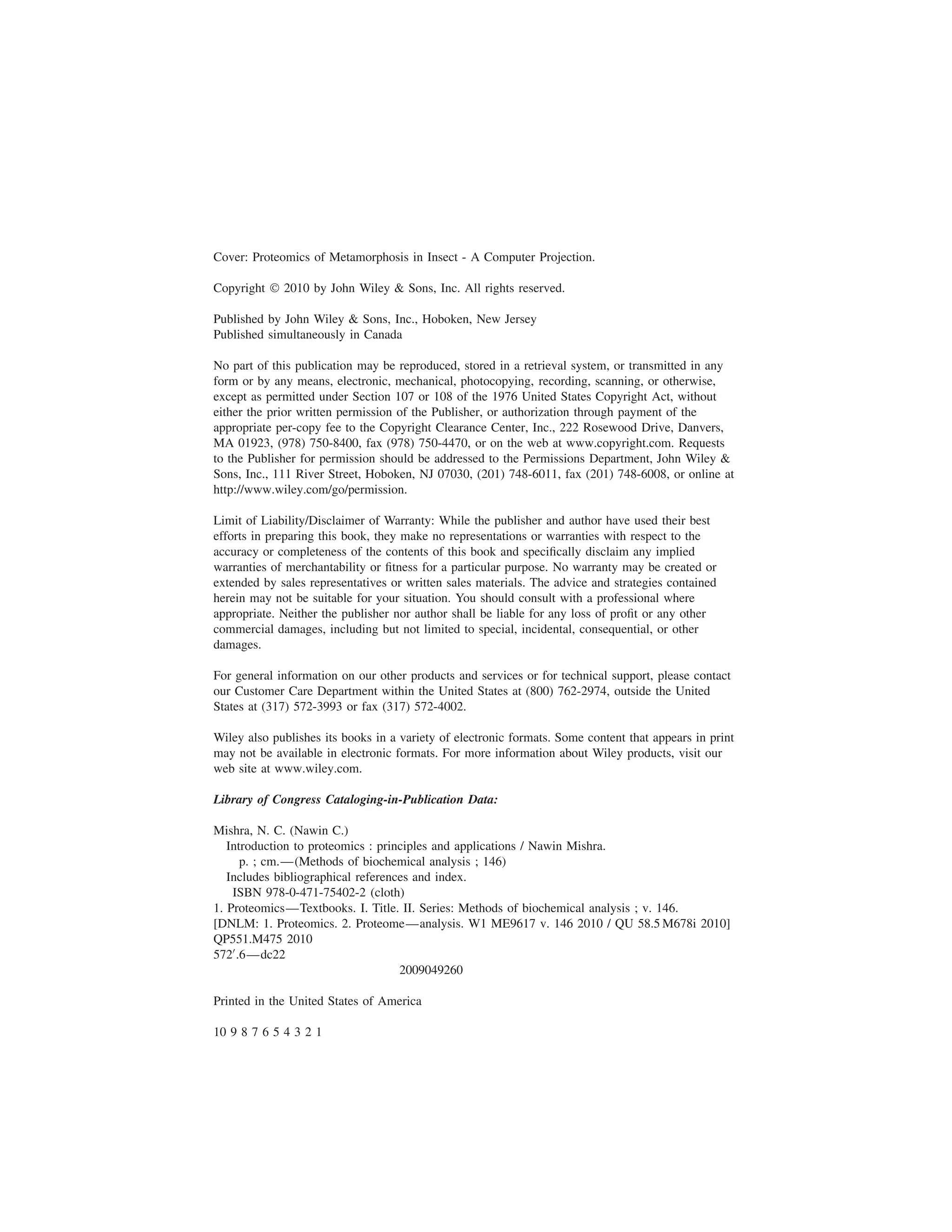 Introduction To Proteomics Principles And Applications Nawin Mishraauth ...