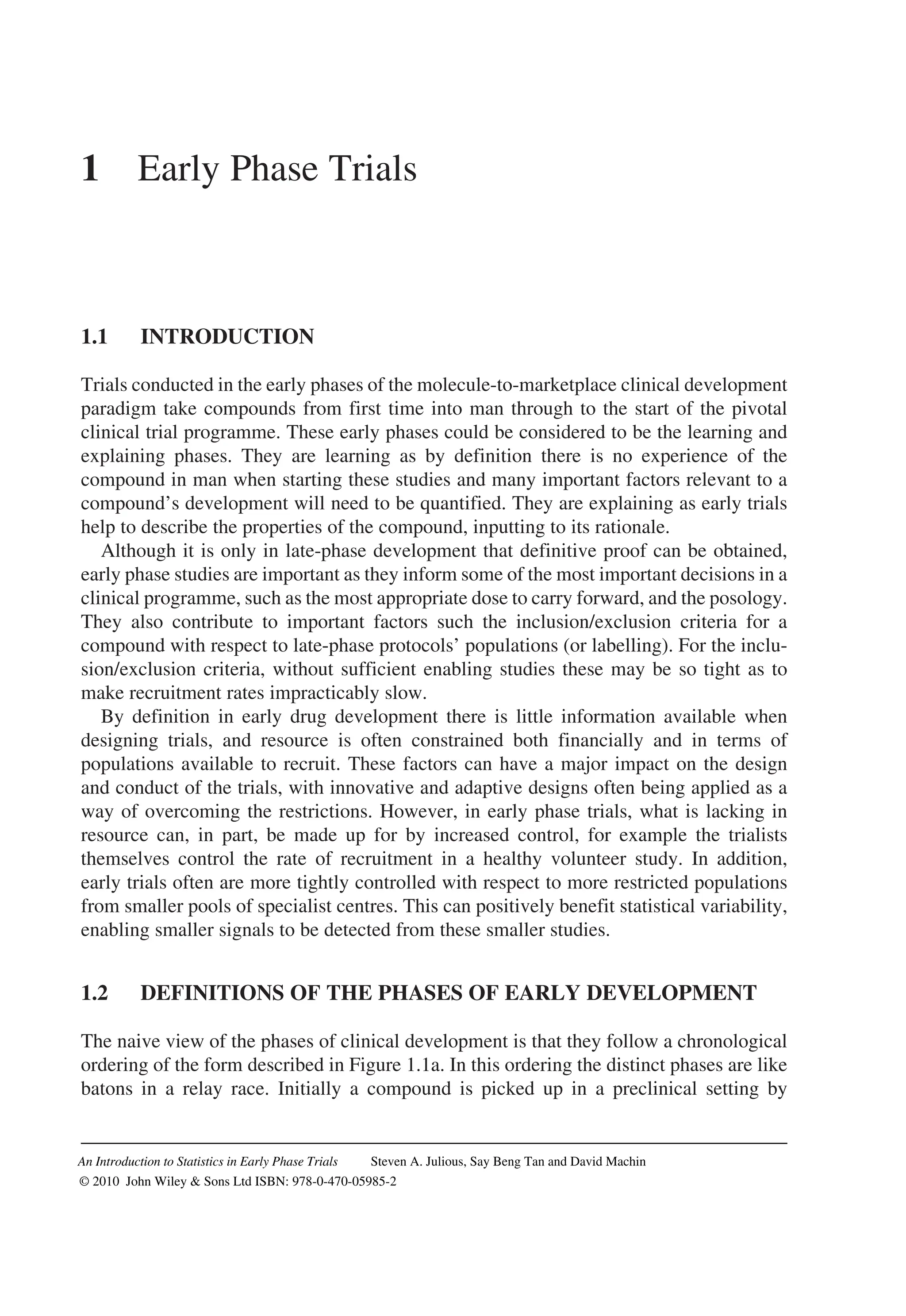 An Introduction To Statistics In Early Phase Trials Steven A Julious | PDF
