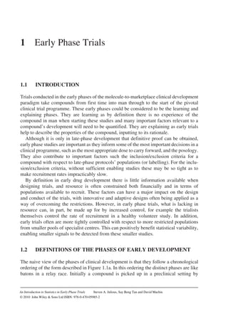 An Introduction To Statistics In Early Phase Trials Steven A Julious | PDF